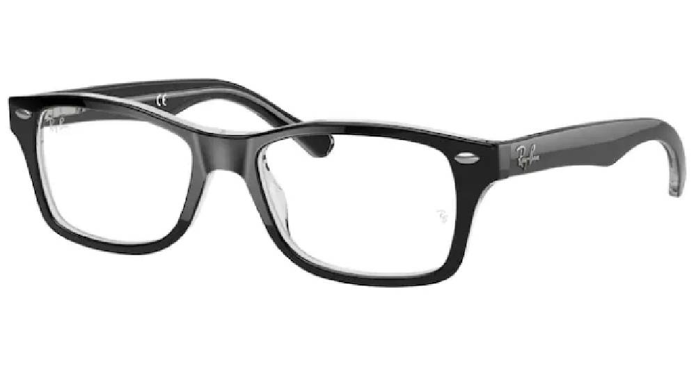Ray Ban RY1531 3529 Eyeglasses Youth Black On Transparent Full Rim 46 ...